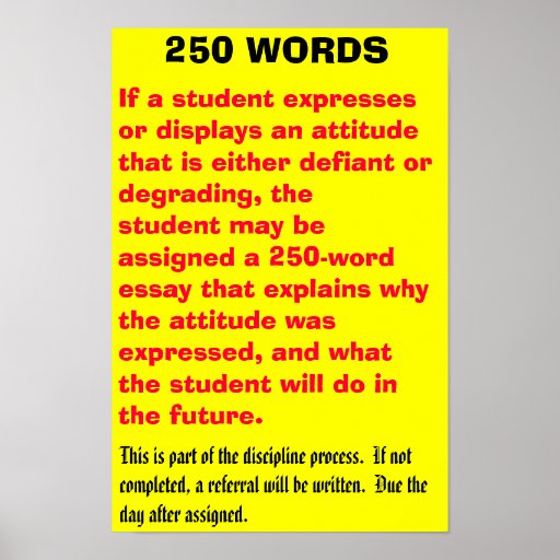 250 Words Customised Print Zazzle