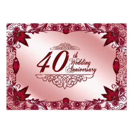 40th Wedding Anniversary Invitation 11 Cm X 16 Cm Invitation Card Zazzle