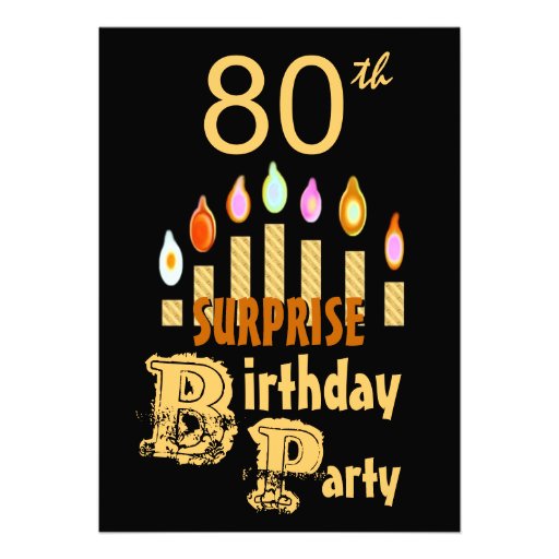80th Surprise Birthday Party Invitation Gold 13 Cm X 18 Cm Invitation
