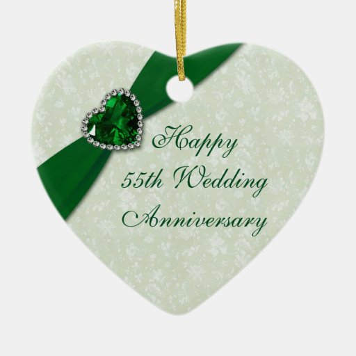 Damask 55th Wedding Anniversary Heart Ornament Zazzle