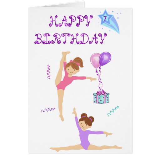 Gymnastics Birthday Card Personalised Zazzle