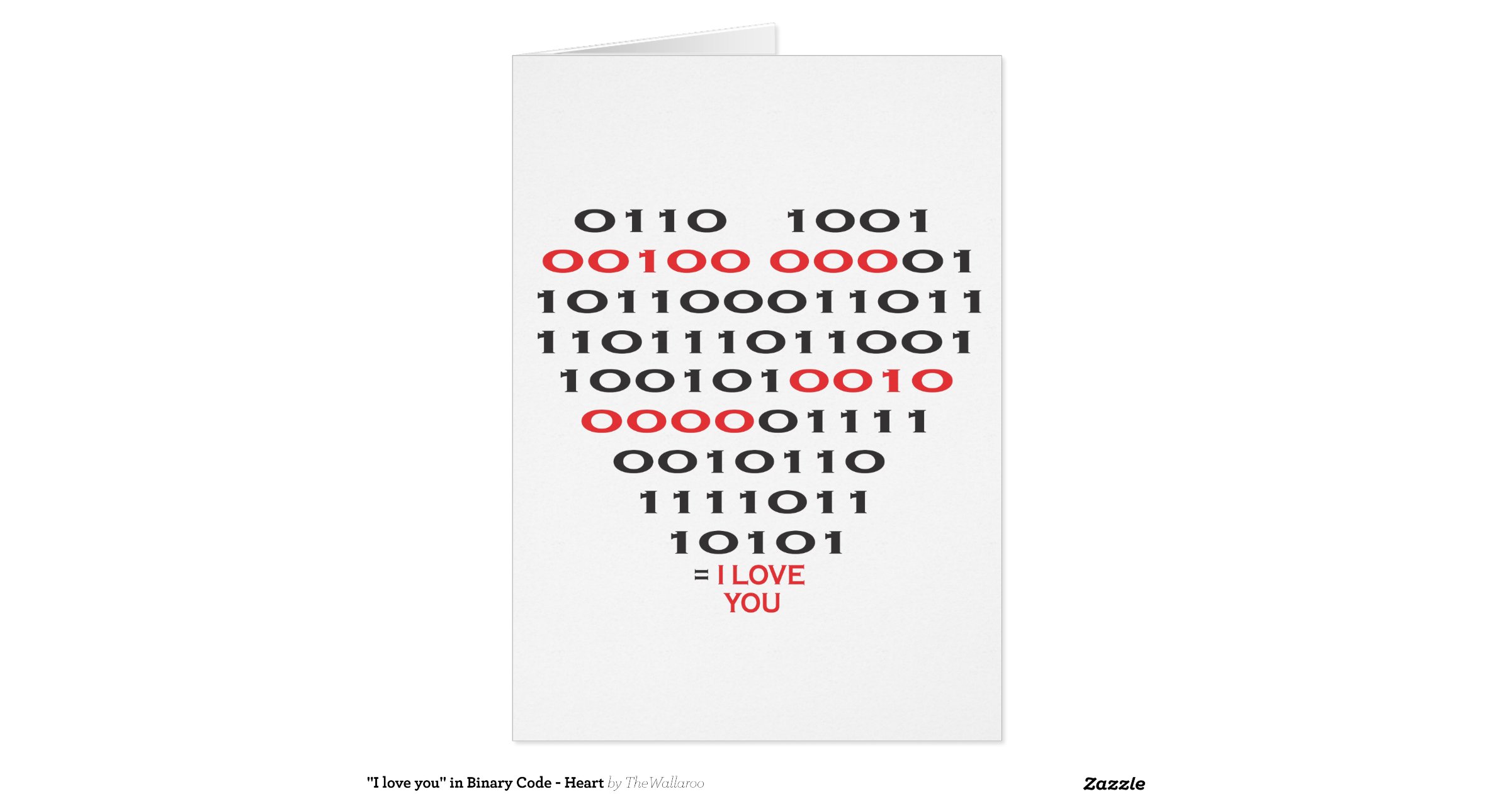 I Love You In Binary Code Heart Greeting Card Zazzle