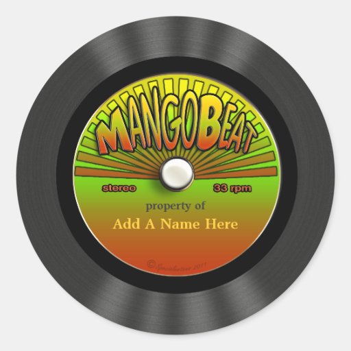 Personalised Vintage Reggae Vinyl Record Round Sticker Zazzle