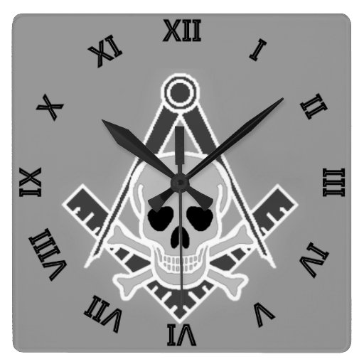 Square And Compass With Skull And Crossbones Clock Zazzle