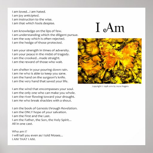 The I Am Poem - Customisable Print | Zazzle