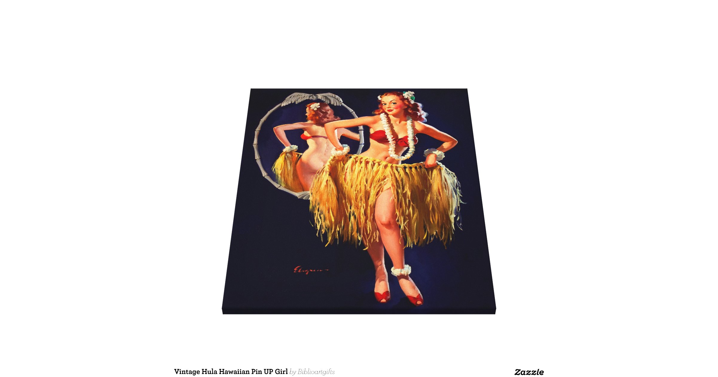 Vintage Gil Elvgren Hula Hawaiian Pin Up Girl Gallery Wrapped Canvas Zazzle