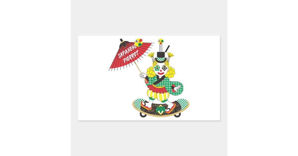 和風ピエロカラフル（JAPANESE STYLE PIERROT COLORFUL） RECTANGULAR STICKER | Zazzle
