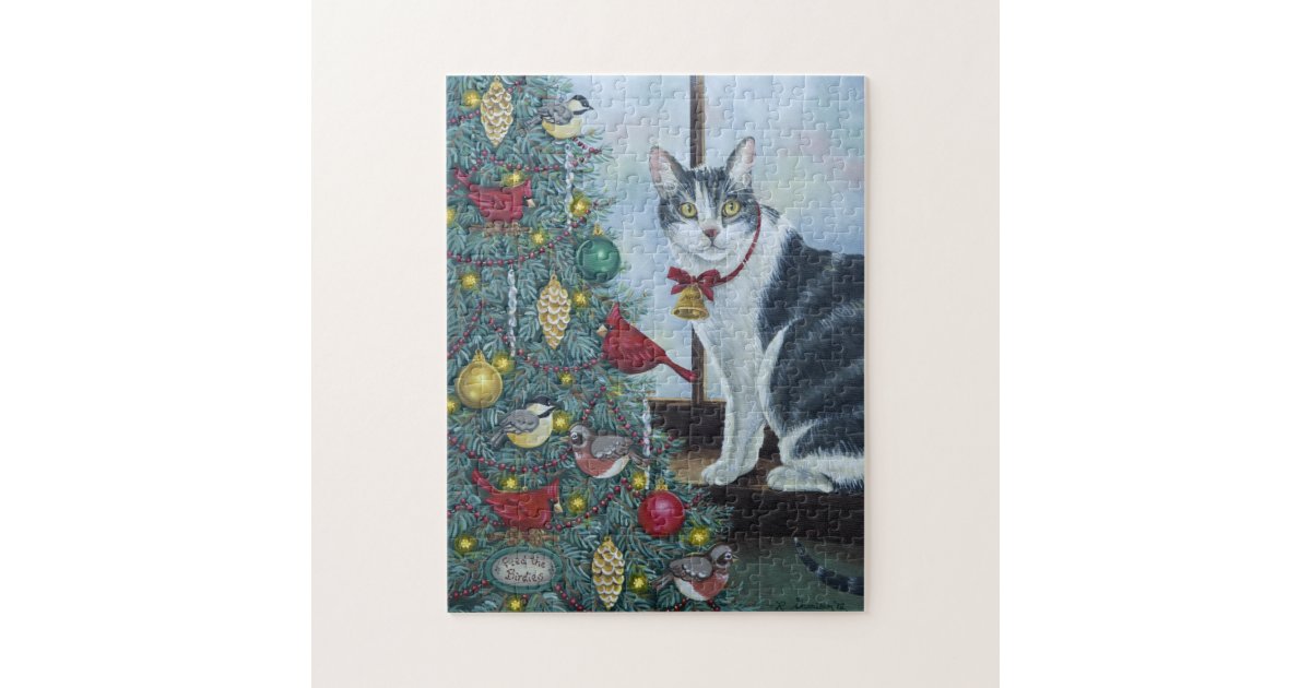 0417 Christmas Cat Jigsaw Puzzle | Zazzle