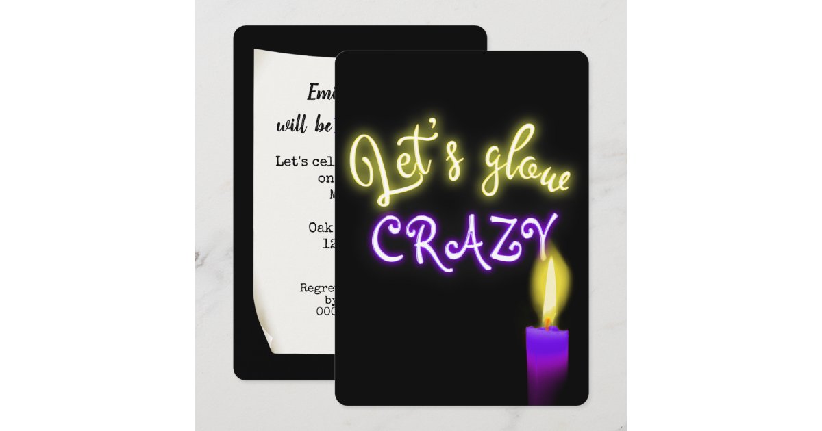 100th Birthday Neon Sign with Candle Invitation | Zazzle