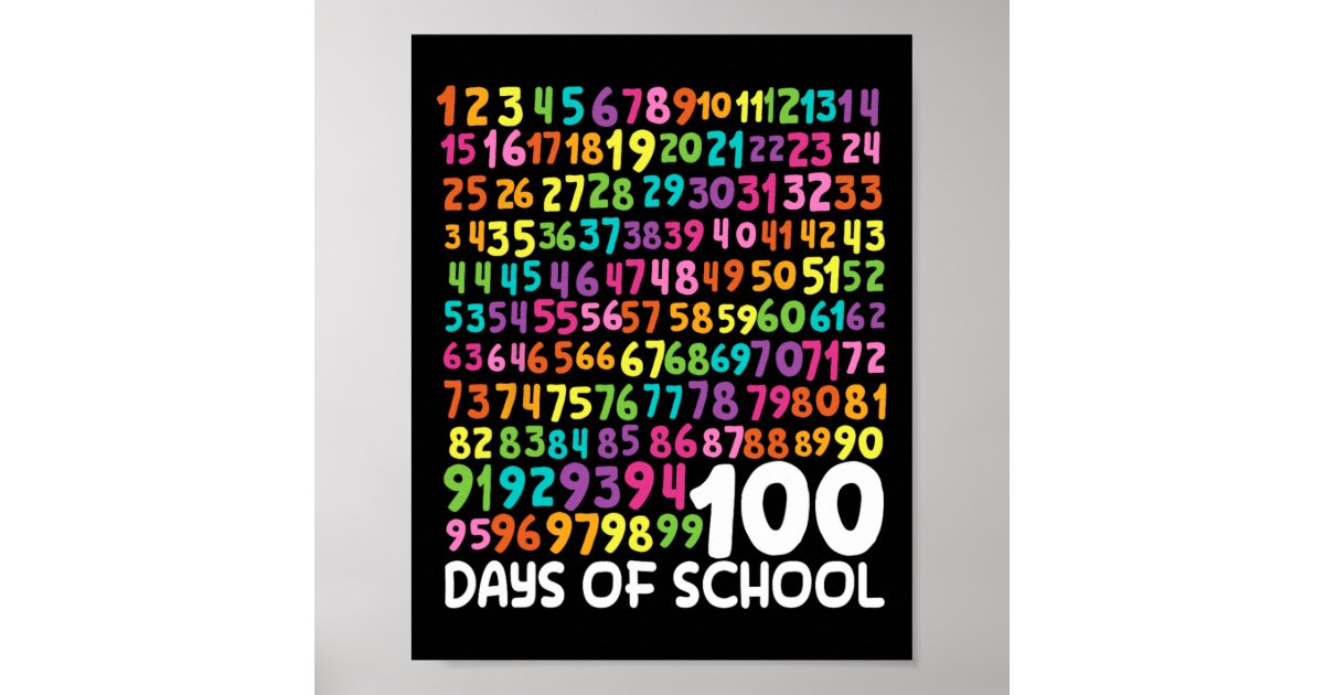 100th Day Of School Teacher Kids 100 Days Math Num Poster | Zazzle