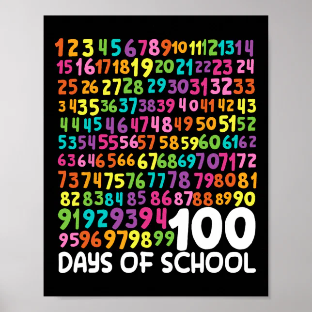 100th Day Of School Teacher Kids 100 Days Math Num Poster | Zazzle