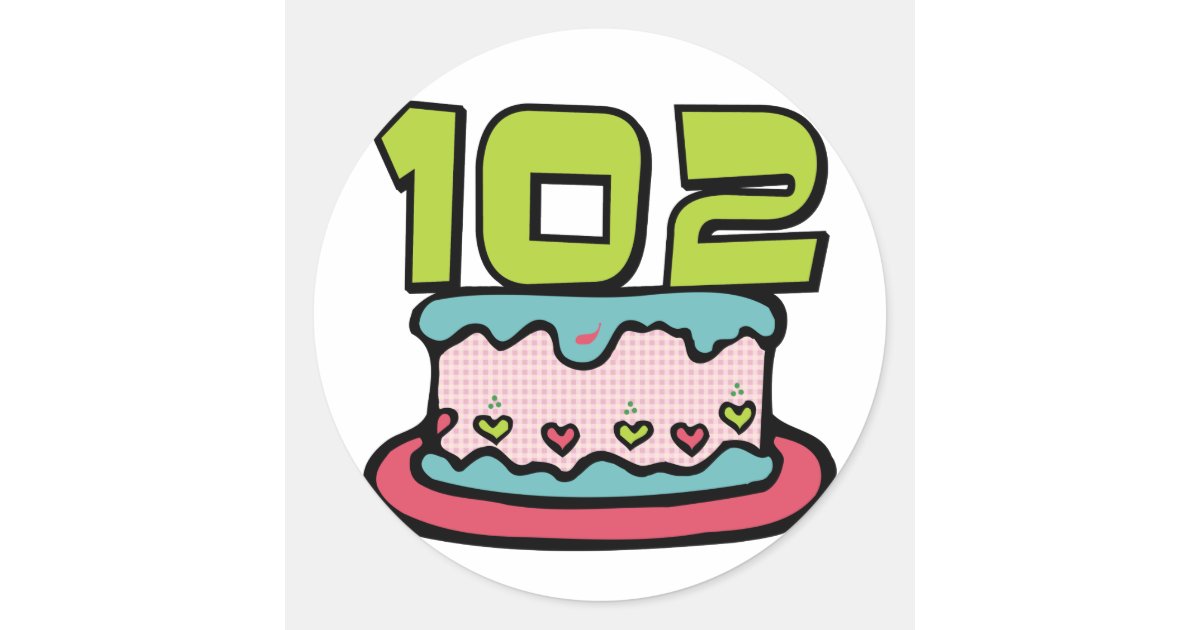 102 Year Old Birthday Cake Classic Round Sticker | Zazzle.co.uk