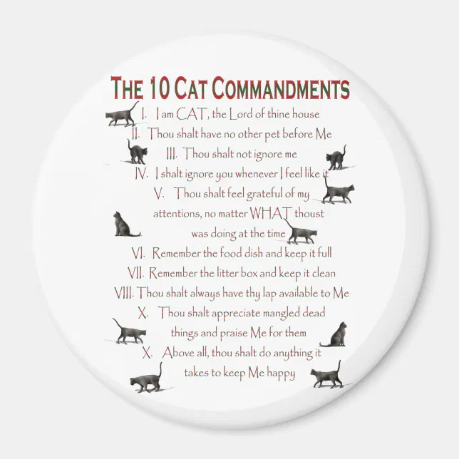 10 CAT Commandments Magnet | Zazzle