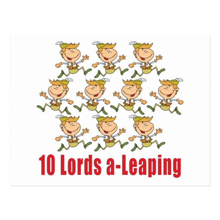 10 Lords a-Leaping Postcard | Zazzle.co.uk