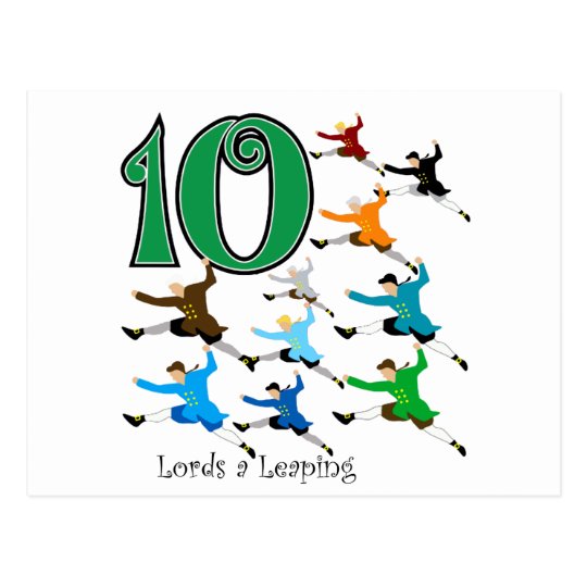 10 Lords Leaping Postcard | Zazzle.co.uk