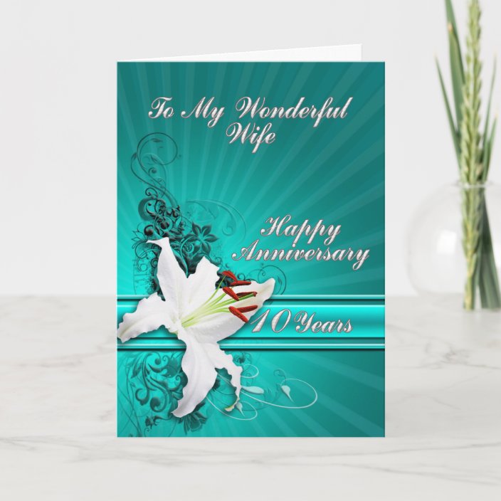 10 Year Anniversary Card For A Wife Zazzle co uk 10 Year Anniversary Card For A Wife Zazzle co uk