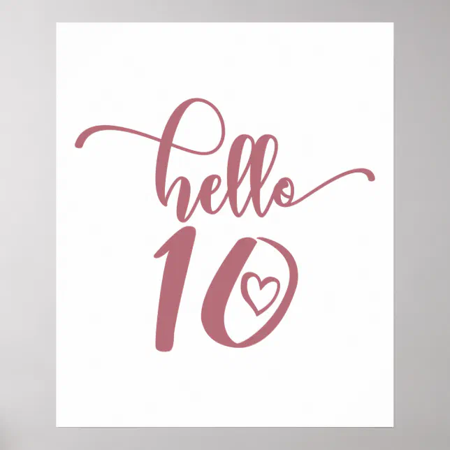 10th Birthday Girls Hello Ten Cute 10 Years Old Poster | Zazzle
