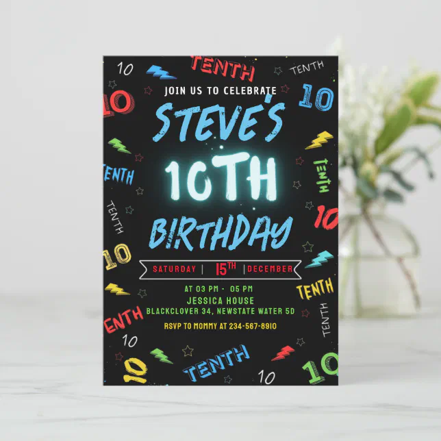 10th Birthday Invitation Party | Zazzle