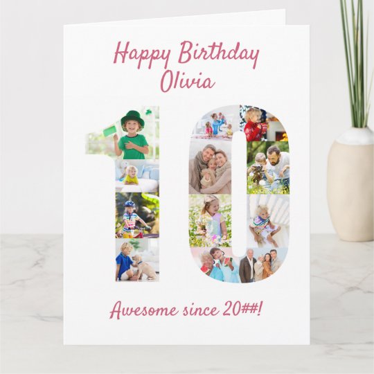 10th Birthday Number 10 Photo Collage Card | Zazzle.co.uk
