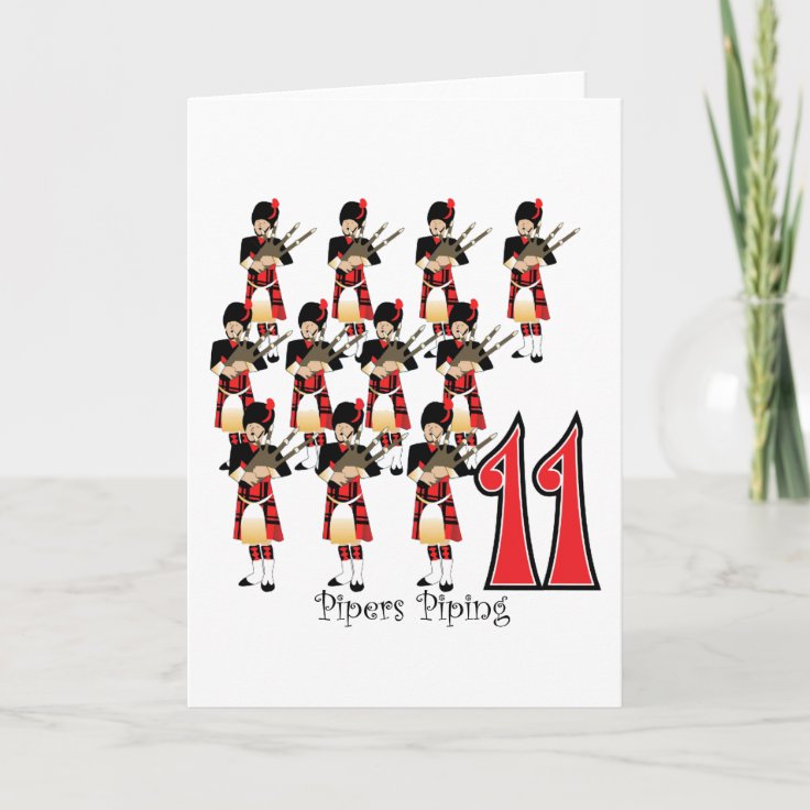 11 Pipers Piping Holiday Card | Zazzle