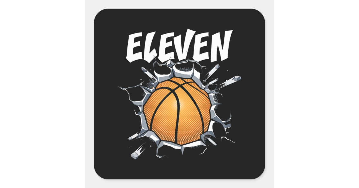 11 Year Old Basketball Birthday Party 11th Boy Square Sticker | Zazzle