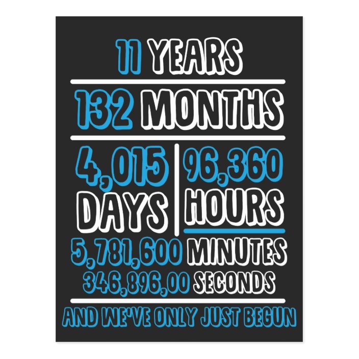 11 Years Anniversary Calculation Married Postcard Zazzle co uk 11 Years Anniversary Calculation Married Postcard Zazzle co uk