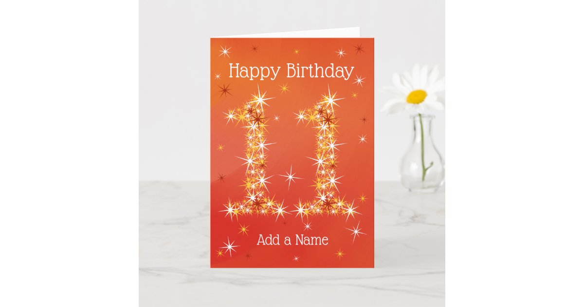 11th Birthday - Number 11 in Stars - Red - Age 11 Card | Zazzle