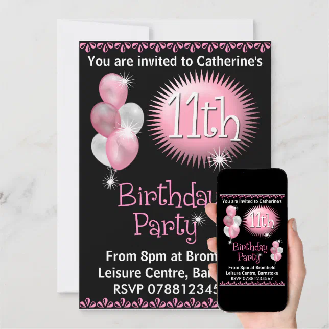 11th Birthday Party Invitation | Zazzle