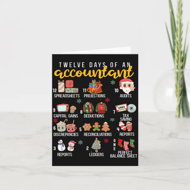 12 Days Of An Accountant, Xmas Party, Funny Accoun Card | Zazzle