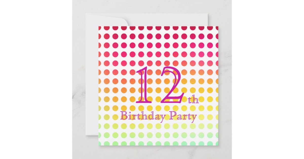 12th Birthday Party Invitation | Zazzle