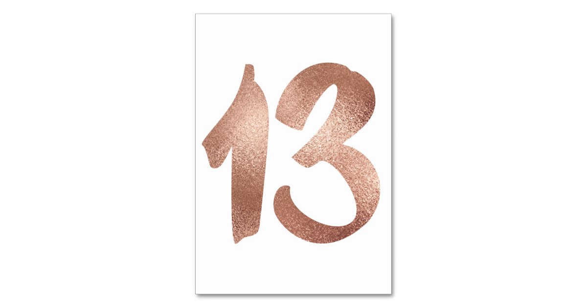 13 Table Number White Metallic Pink Rose Gold Table Number | Zazzle