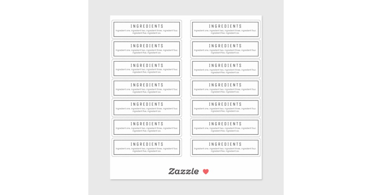 14 Clear Ingredient Labels 2.9 X 1.15 Inches | Zazzle