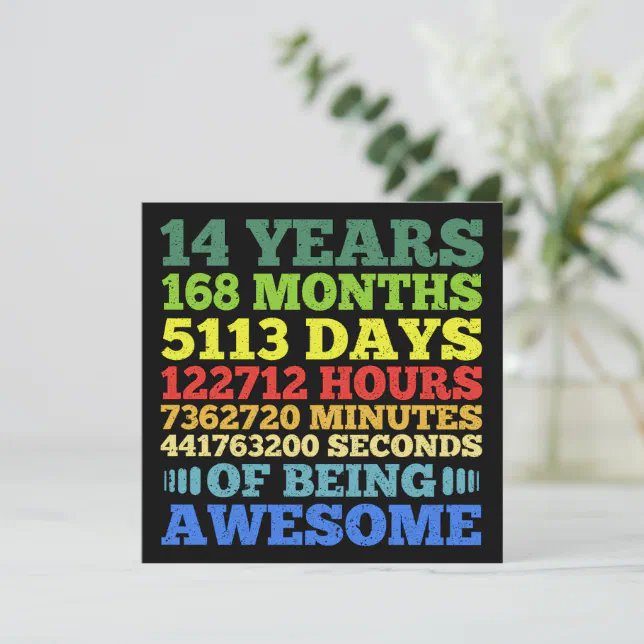14th Birthday 14 Years Old Vintage 168 Months Invitation | Zazzle