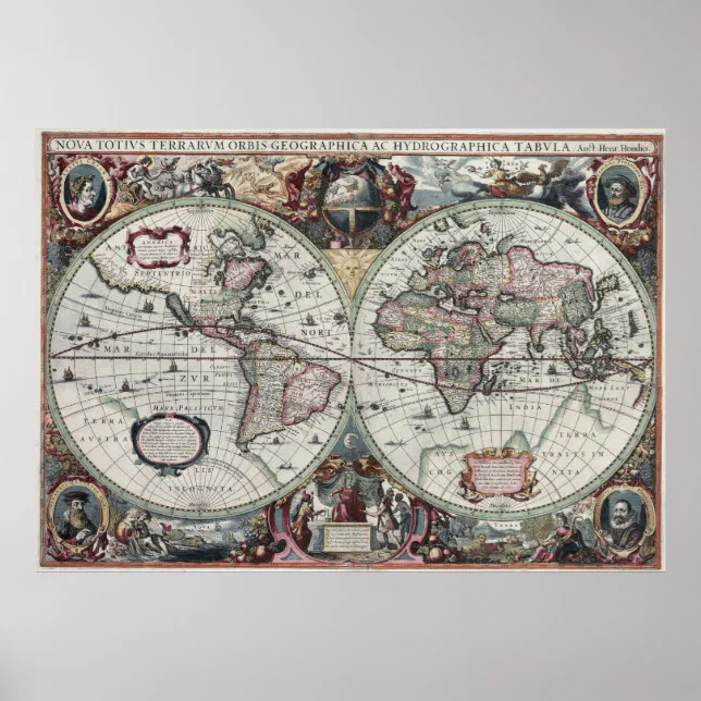 1630 World Map Poster | Zazzle