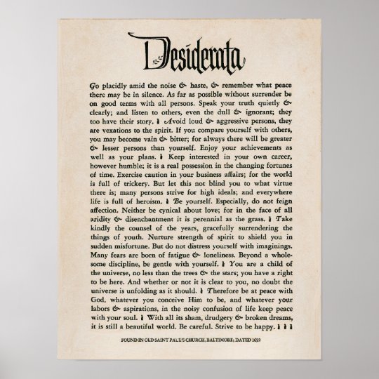 1692 - Desiderata Poster | Zazzle.co.uk