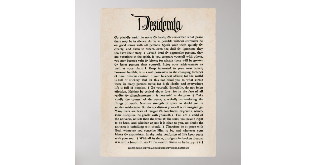 1692 - Desiderata Poster | Zazzle