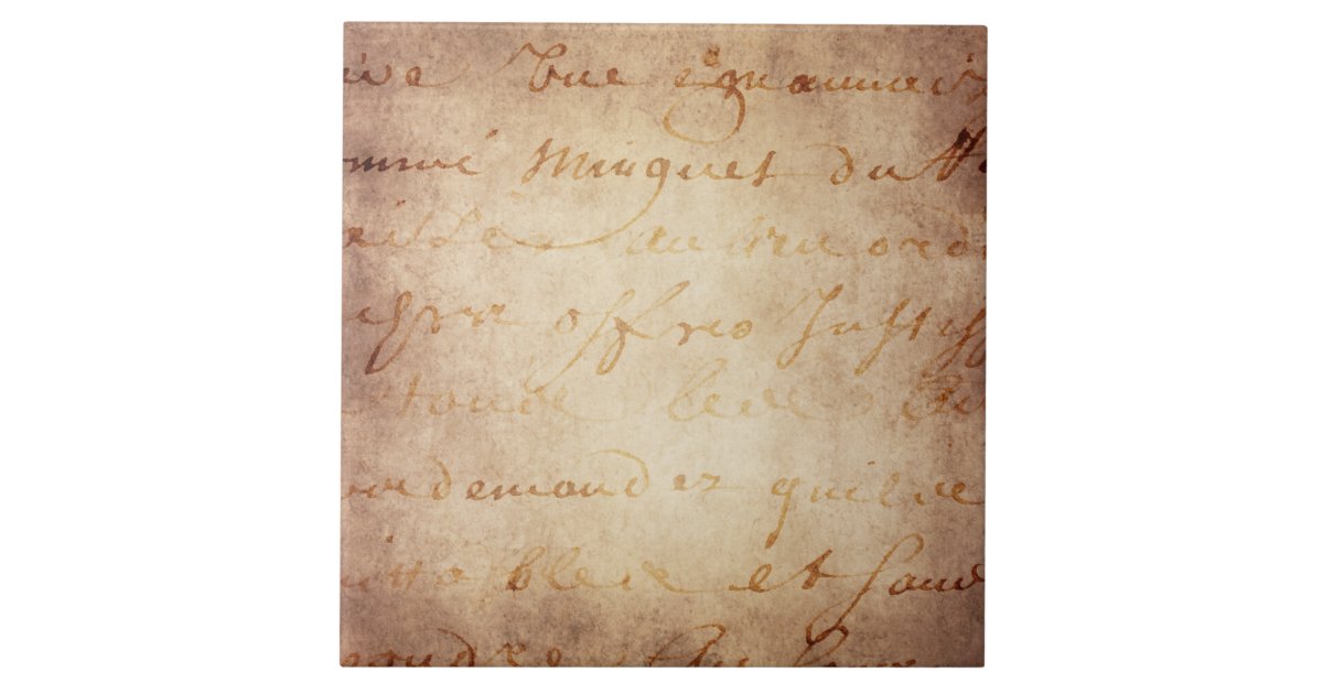 1700s Vintage French Lettered Script Parchment Tile | Zazzle