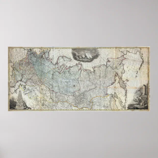 1787 Wall Map of the Russian Empire Poster | Zazzle