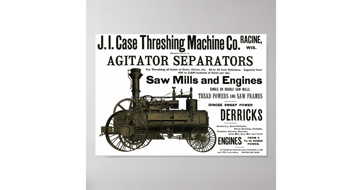 1889 Steam Traction engine ad Farm Tractor Farming Poster | Zazzle
