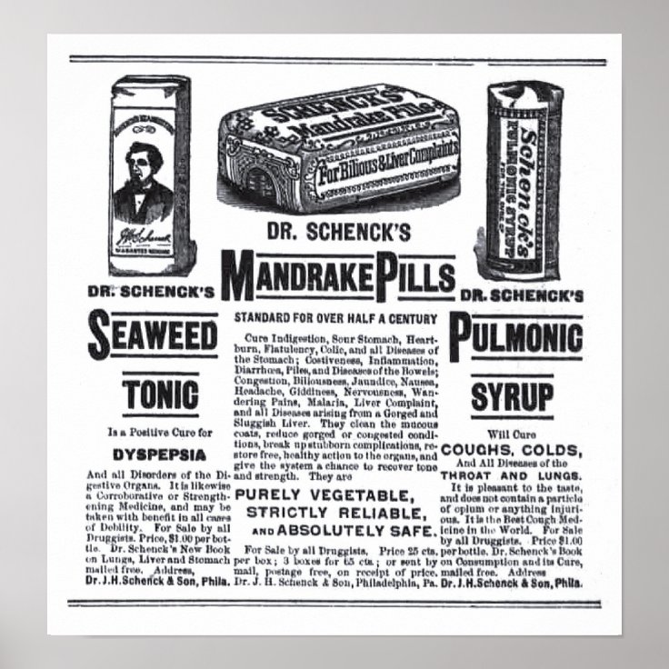 1890 medicines newspaper ad poster | Zazzle