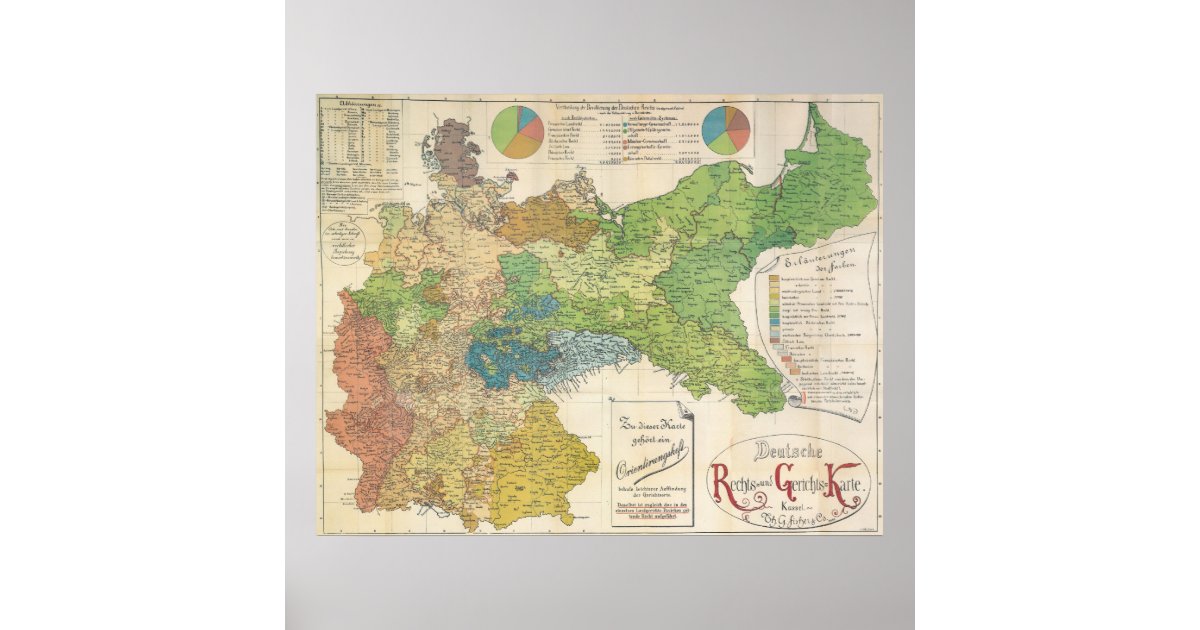 1895 German Map - Germany Poster | Zazzle