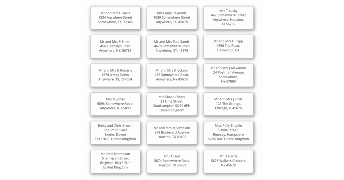 18 Individual Recipient Name Address Shipping Sans | Zazzle
