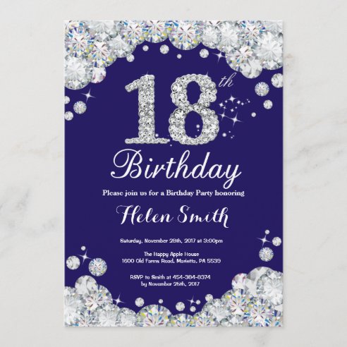 Blue 18th Birthday Invitations | Zazzle UK