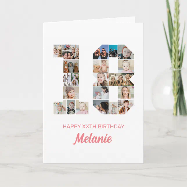 18th Birthday Number 18 Photo Collage Personalised Card | Zazzle