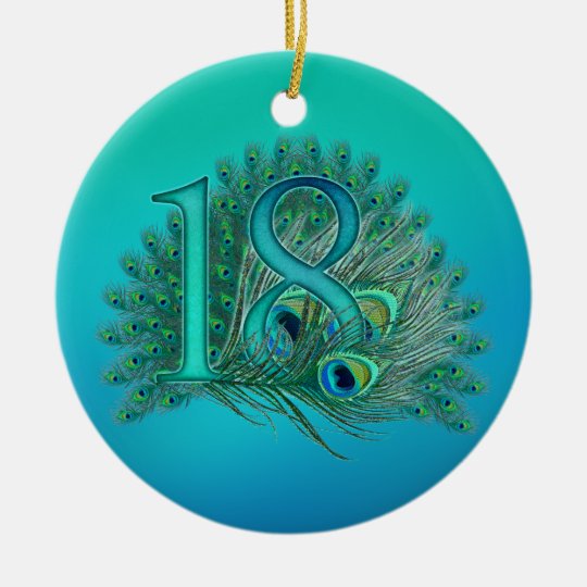 18th birthday or anniversary peacock numbers christmas ornament ...
