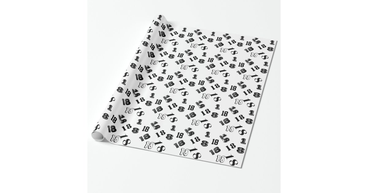 18th eighteenth birthday personalise age wrapping paper | Zazzle