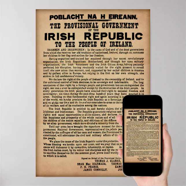 1916 Irish Proclamation - Original Copy Poster | Zazzle