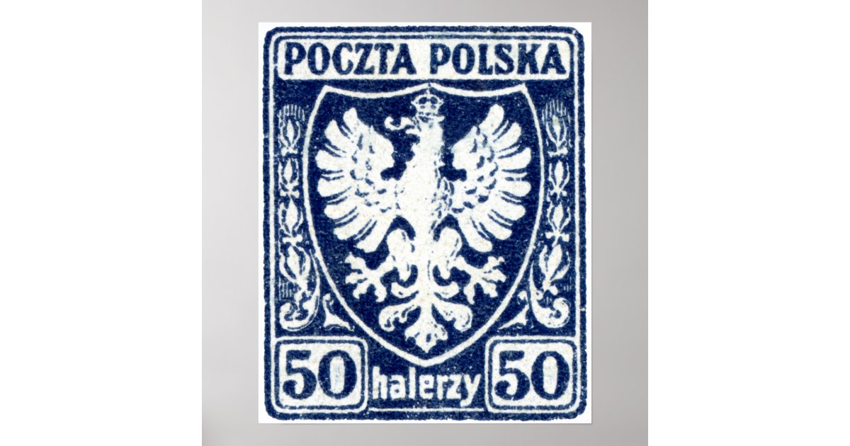 1919 50h Polish Eagle Stamp Poster | Zazzle
