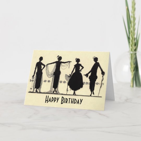 1920's Flapper Fashion Silhouette Birthday Card | Zazzle.co.uk