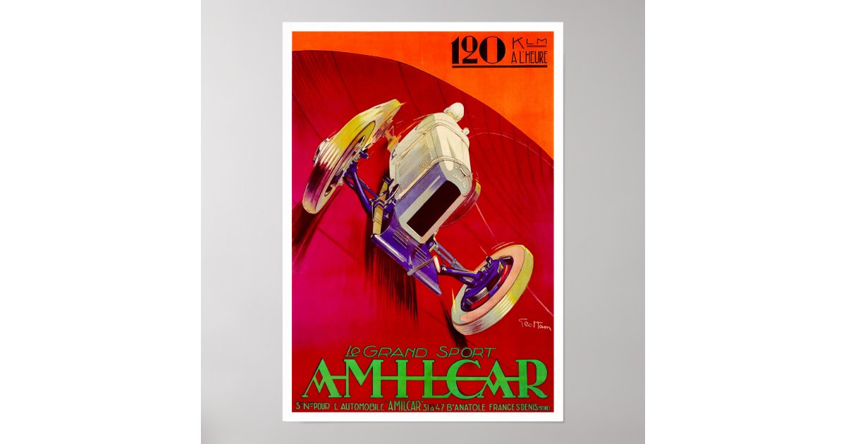 1927 Amilcar vintage racing ad Poster | Zazzle